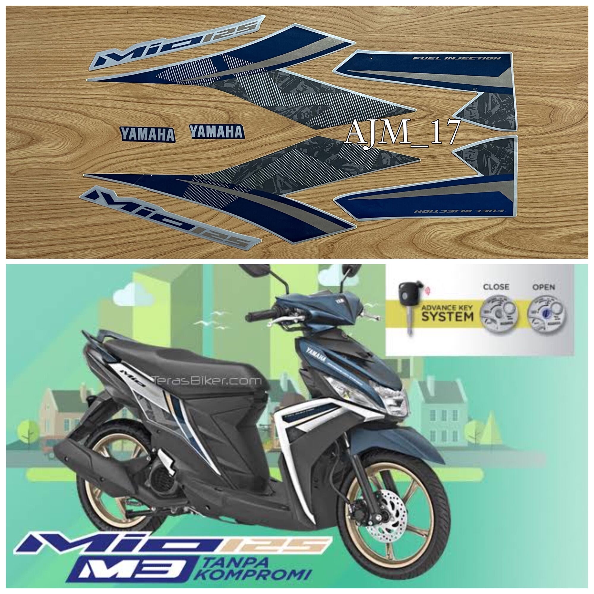 STIKER STRIPING MOTOR MIO M3 2018 SILVER BIRU | Lazada Indonesia