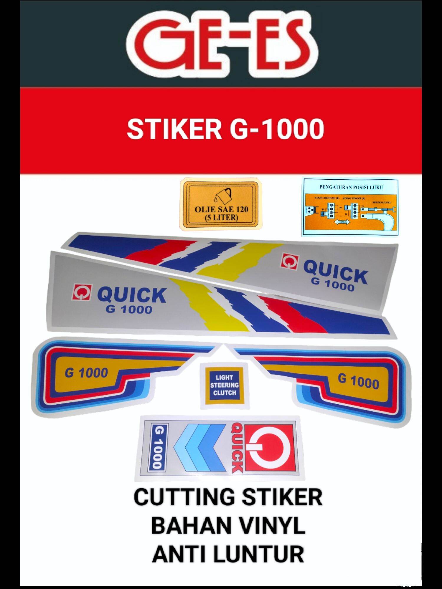 Stiker Traktor G1000 Kubota Quick Full Set Sticker Traktor G1000 Stiker ...