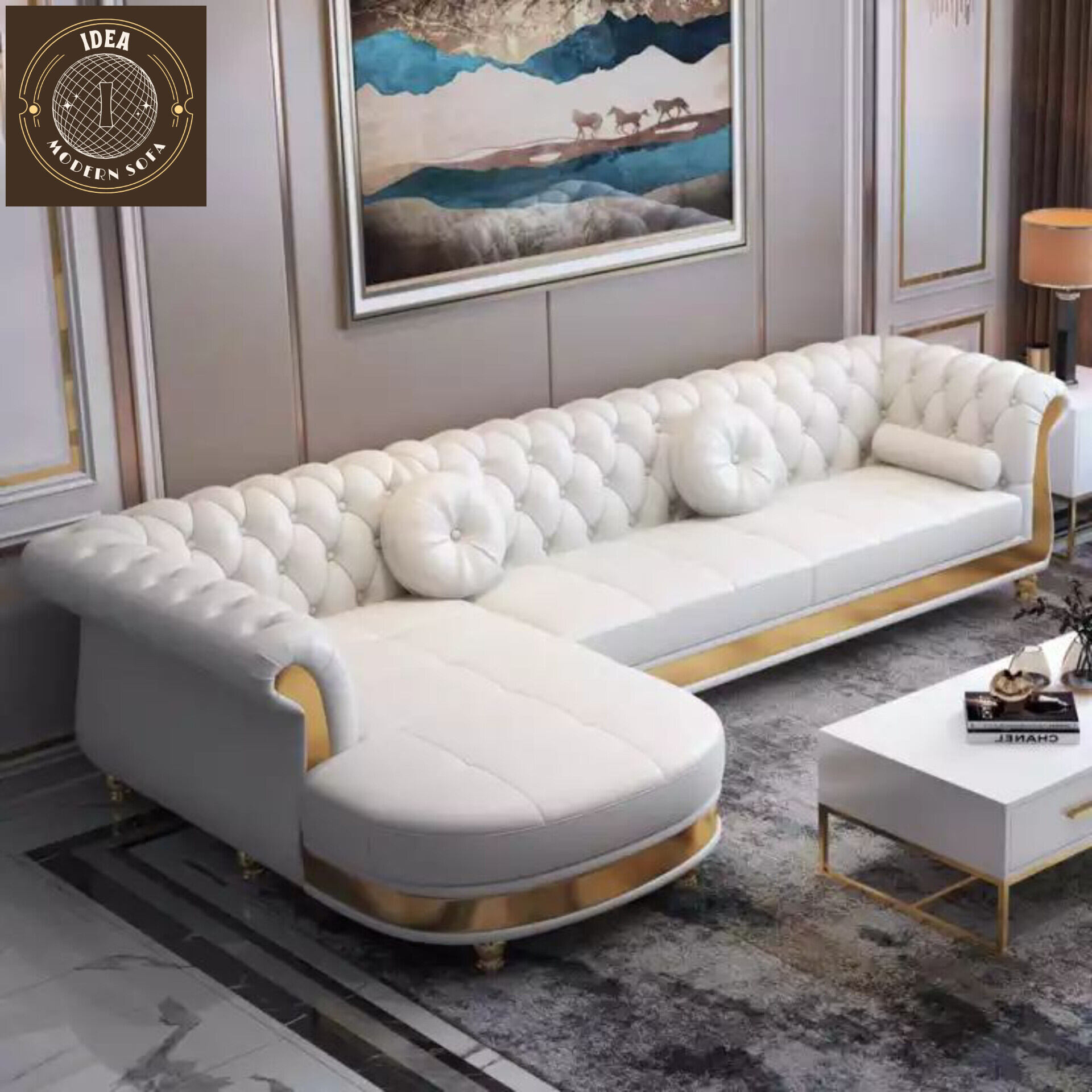 Sofa elegan Chesterfield Putih Kebutuhan Ruang Tamu | Lazada Indonesia