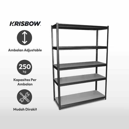 Rak Besi Krisbow 120x45x180 Cm 5 Tingkat - Abu-abu | Lazada Indonesia