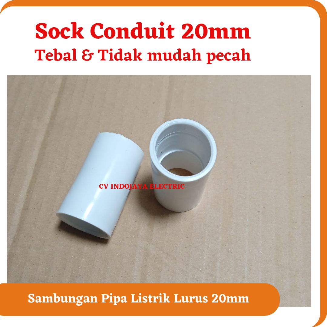 10 pcs Sock coduit polos putih 20mm/ Shok pipa listrik 20 mm/ Sok ...