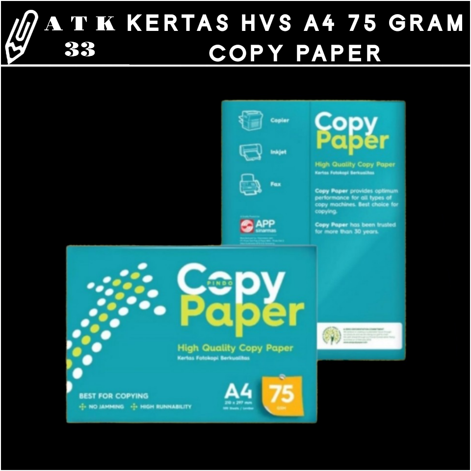 1 Rim Kertas HVS A4 75 Gram Copy Paper Isi 500 Lembar | Lazada Indonesia