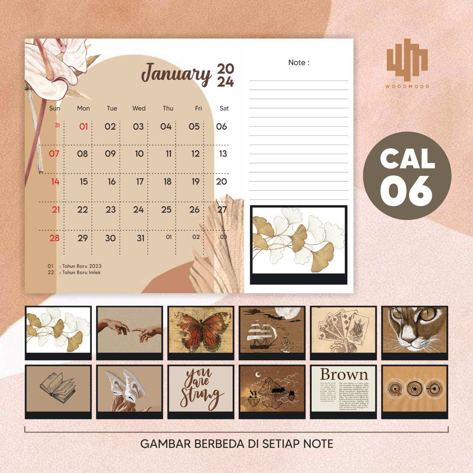 Kalender Duduk 2024/ Kalender Aesthetic/ Kalender Kekinian/ Kalender ...