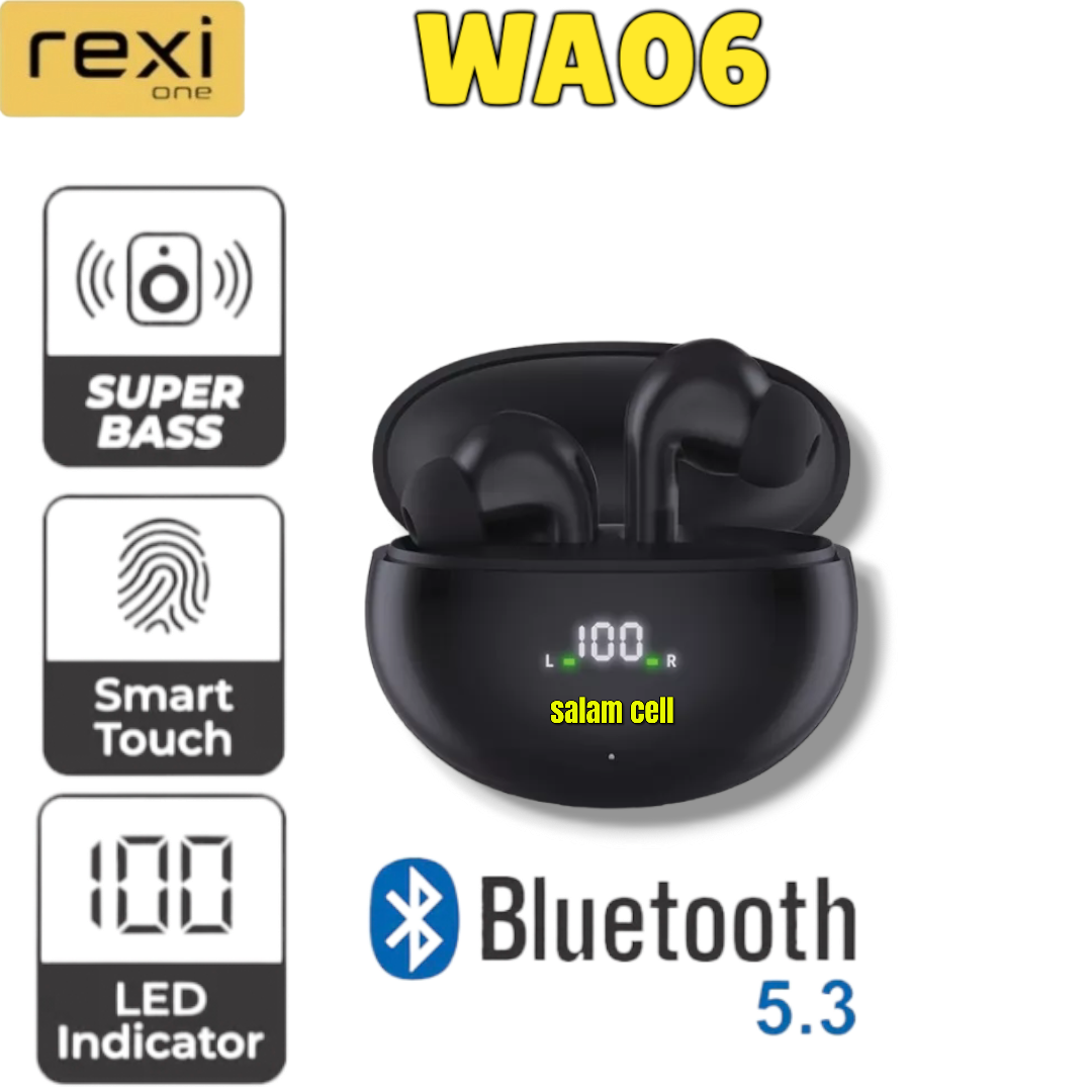 Headset Bluetooth TWS REXI WA06 Bluetooth 5.3 Led Display Original ...