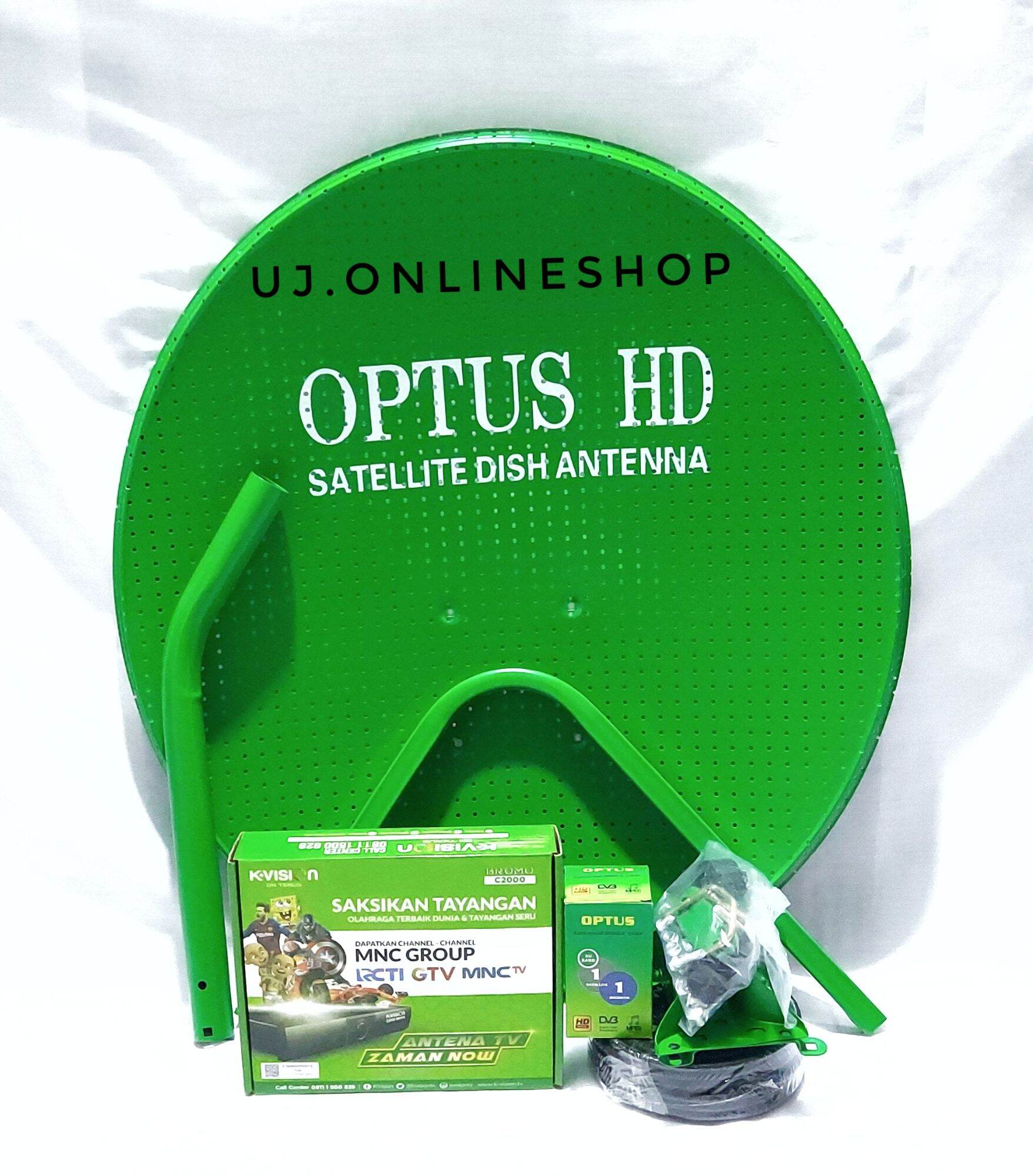 Parabola optus hijau lubang 60 cm Full set paket receiver kvision bromo ...