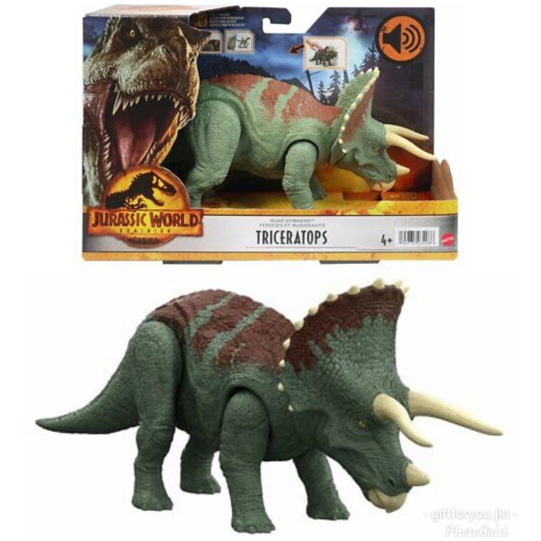 Jurassic World Dominion Roar Striker Triceratops Green Action Figure ...