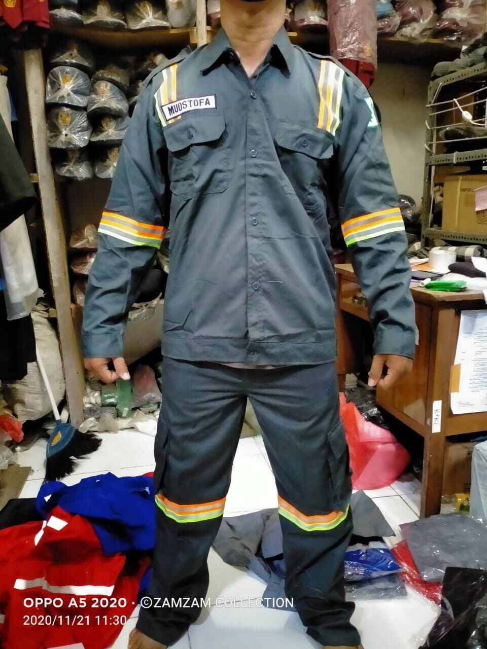 STELAN SAFETY WERPAK KEMEJA warna drak kehijauan SAFETY KERJA TEHNIK ...