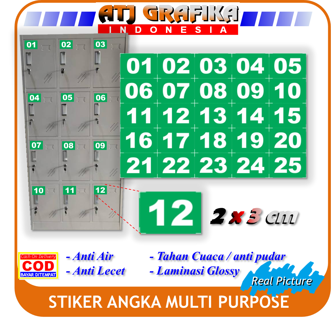 Stiker angka multi fungsi sticker loker rak barang rumah toko kantor ...