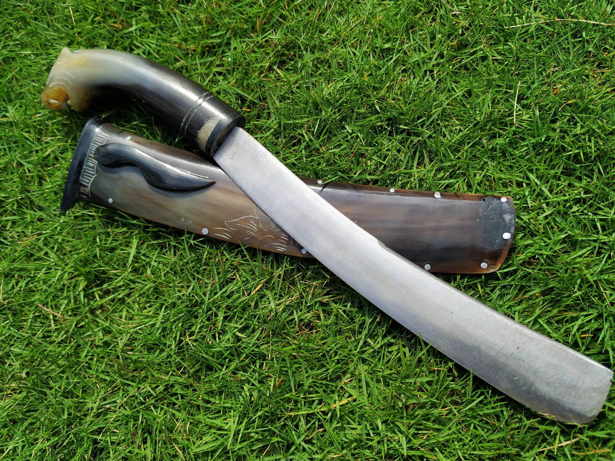 Golok Kecil Full Tanduk Golok Full Tanduk Asli Ukiran macan galonggong ...