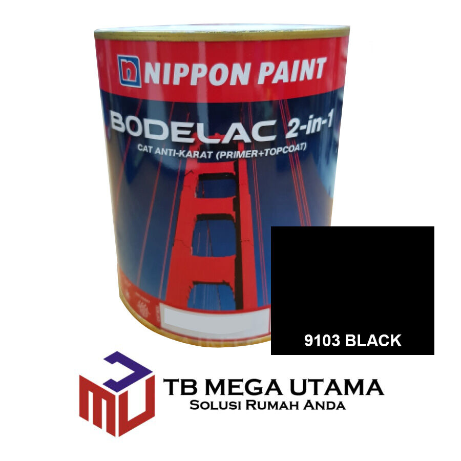 Nippon Paint Bodelac 2 in 1 9103 Black 1 Kg | Cat Besi Anti Karat ...