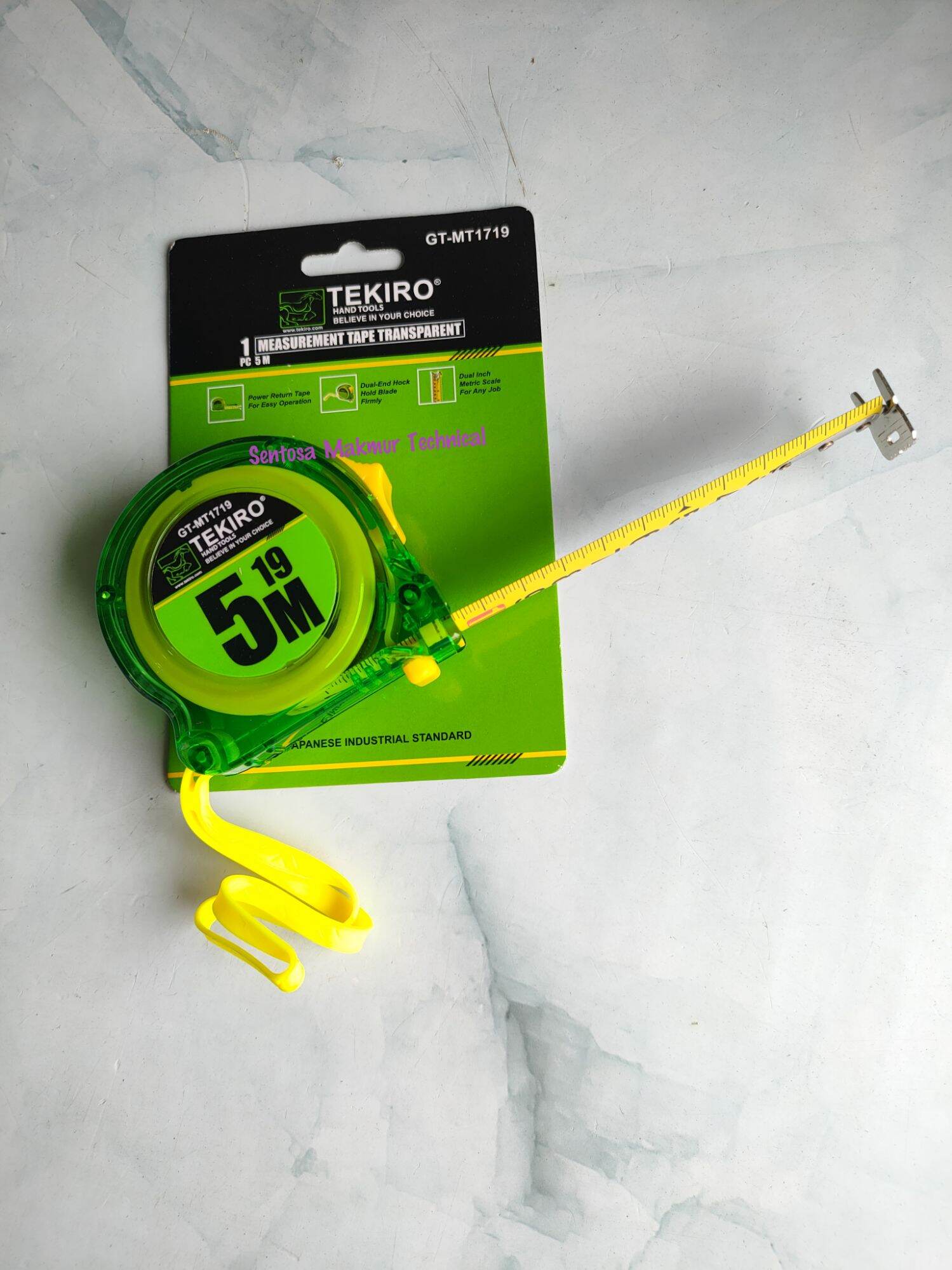 TEKIRO 5M x 19MM Meteran Roll Rol Besi Transparan Measuring Tape 5 M ...