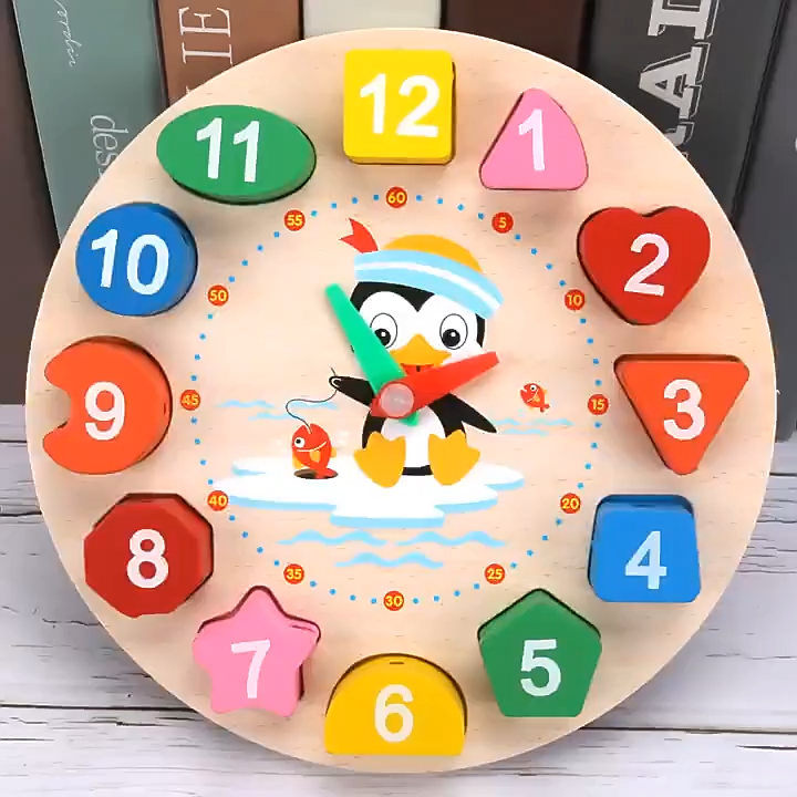 MallMainan-M330 Mainan Edukasi Anak Puzzle Jam Kayu Motif Penguin Lucu ...