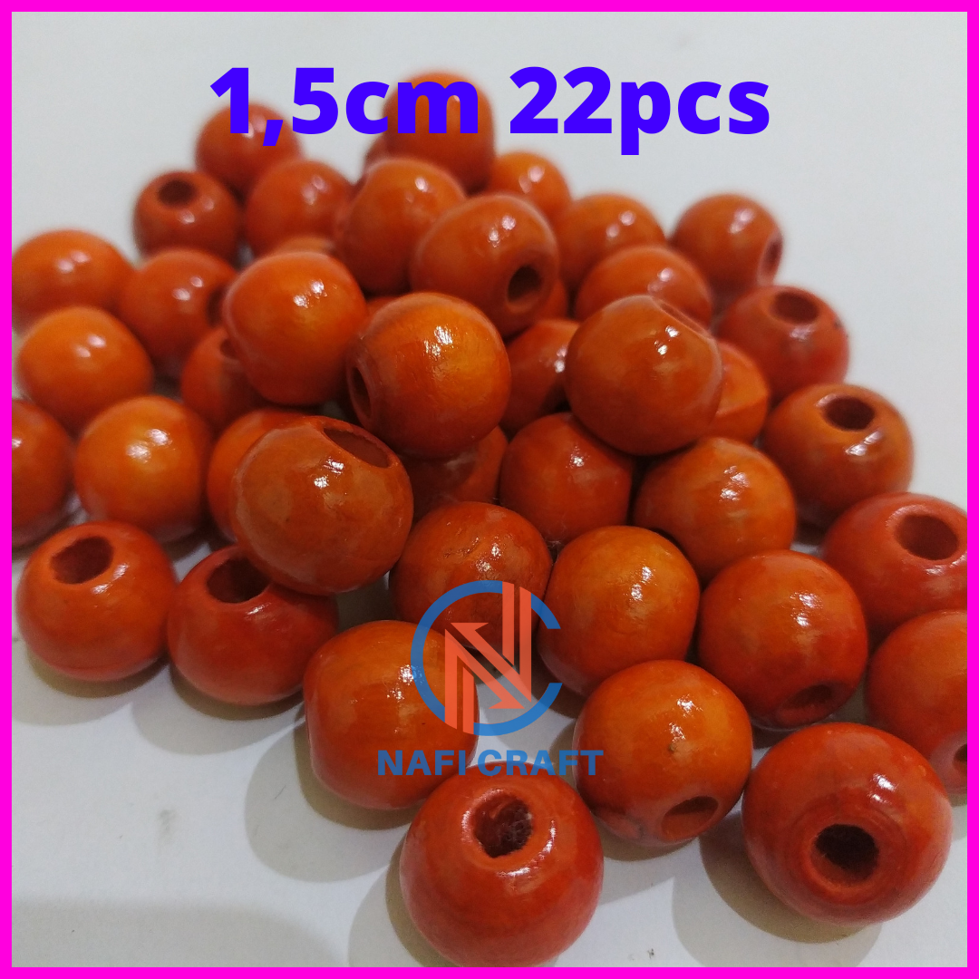manik kayu bulat 15mm bahan kerajinan macrame | monte kayu bulat ...