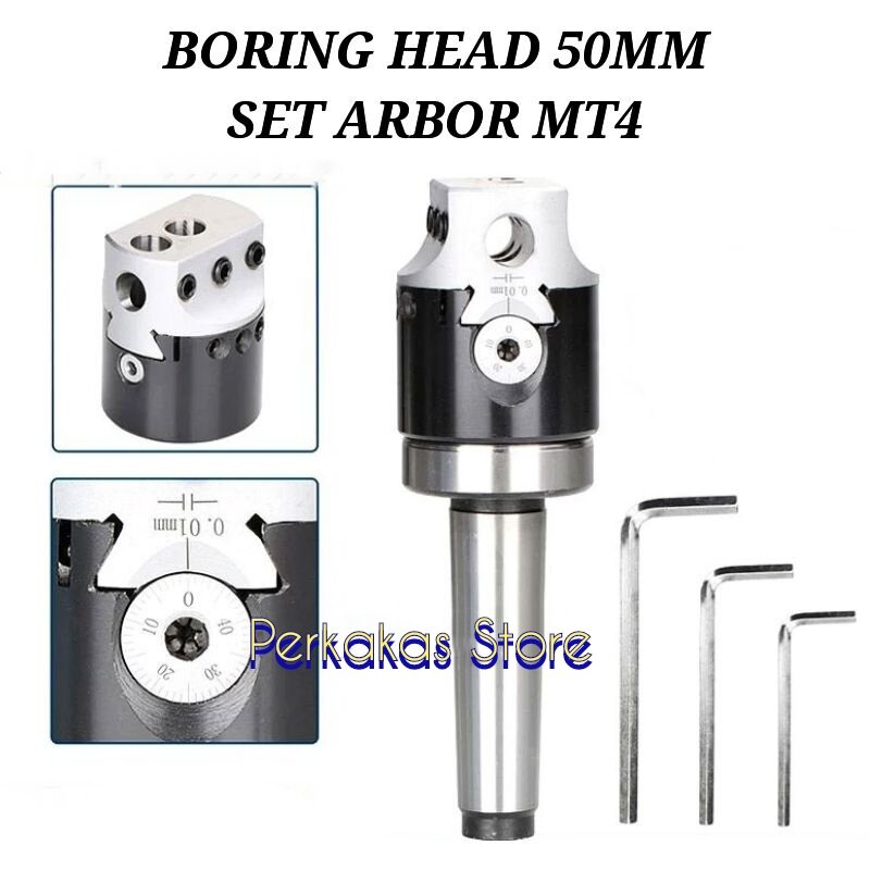 Alat Korter Lubang Boring head 50mm set Arbor MT4 drat M16 cocok untuk ...