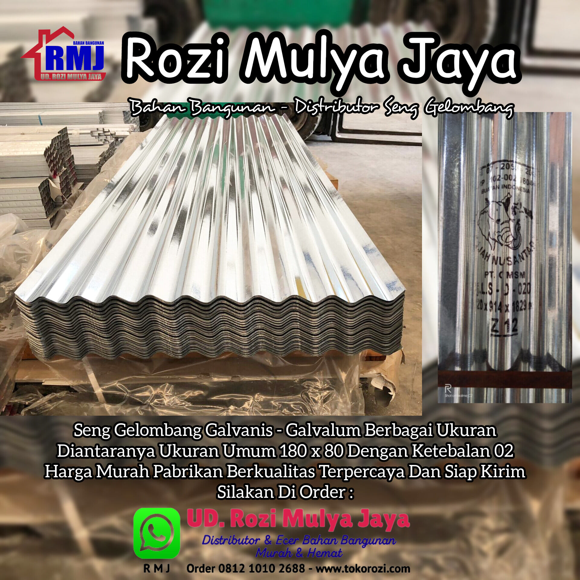 Seng Gelombang Galvanis 180 x 80 x 02 Harga Pabrikan Murah | Lazada ...
