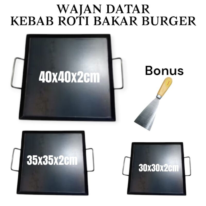 Wajan datar kebab burger roti bakar / kuali datar persegi lekuk samping ...