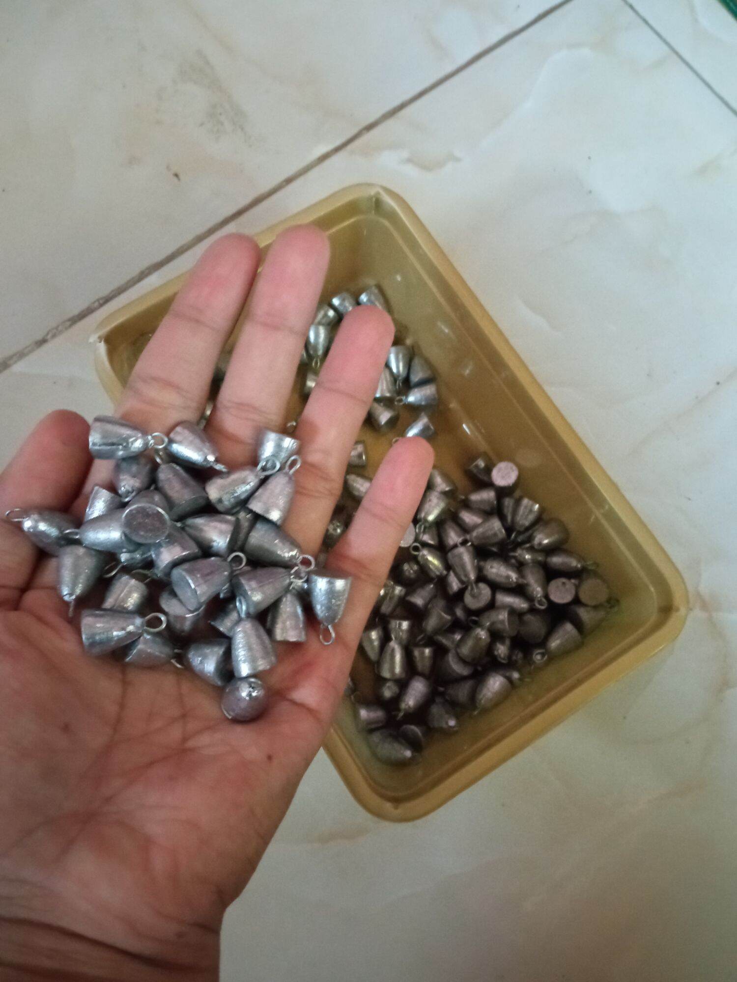 1bungkus/250gram isi 28pcs timah pemberat pancing kawat/lonceng ukuran ...
