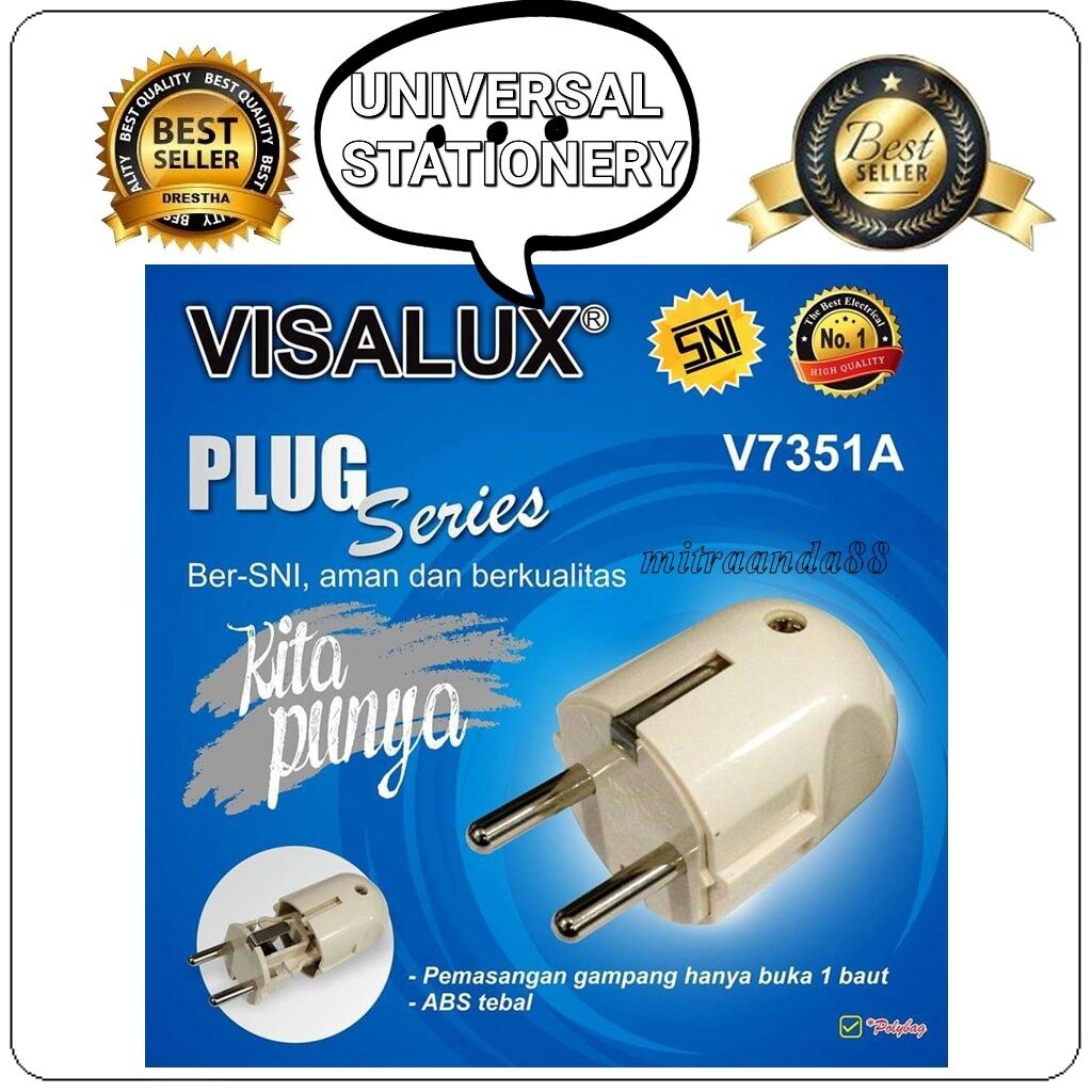 Steker Arde Visalux Kuningan V7531A SNI IEC / Steker Bulat / Colokan Bulat / Colokan Visalux ...