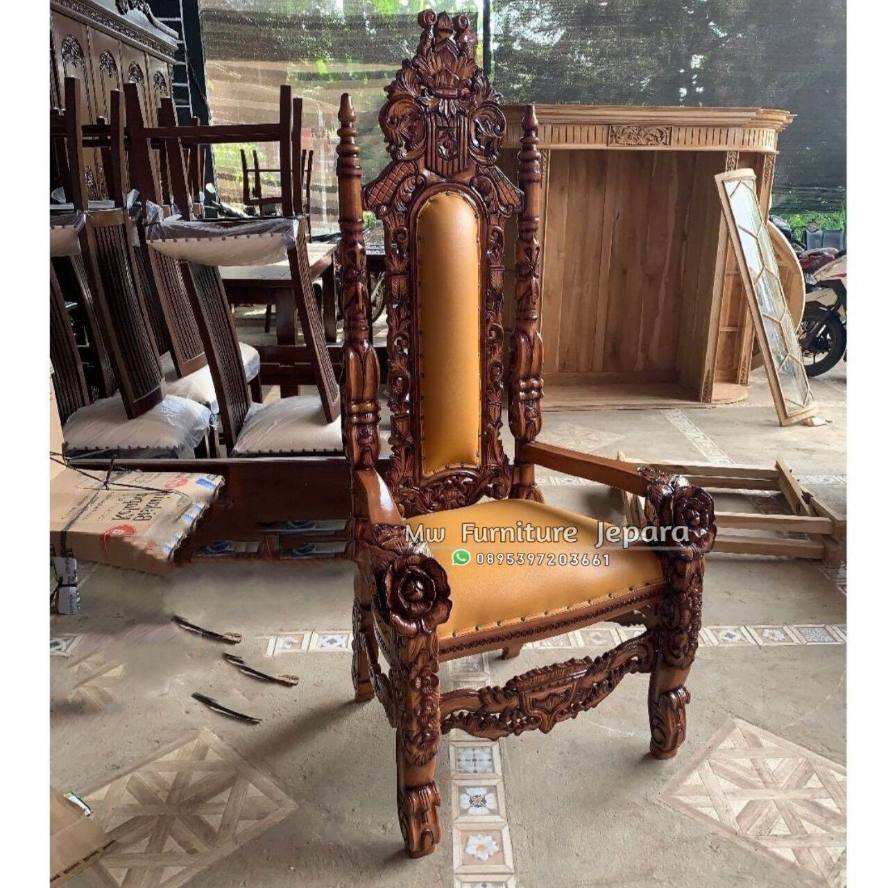 Kursi raja kayu jati - kursi mahkota full ukir Jepara | Lazada Indonesia