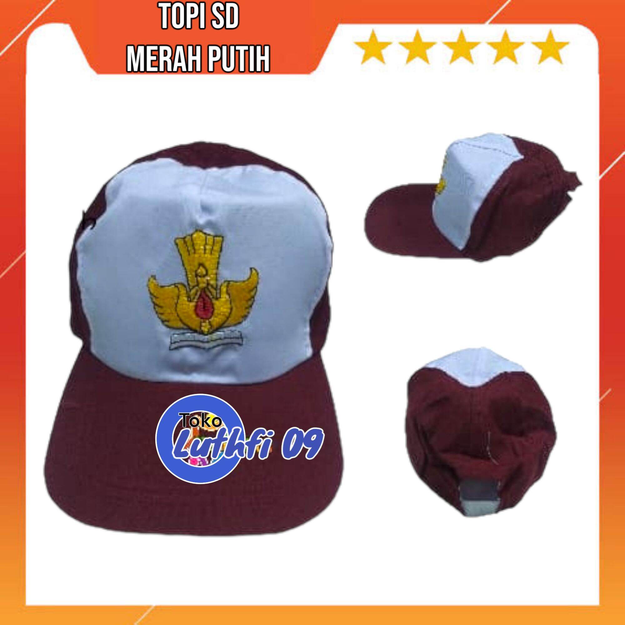 TOPI/SEKOLAH/SD/TOPI MERAH PUTIH ASESORIS SEKOLAH DASAR SD LOGO BORDIL ...