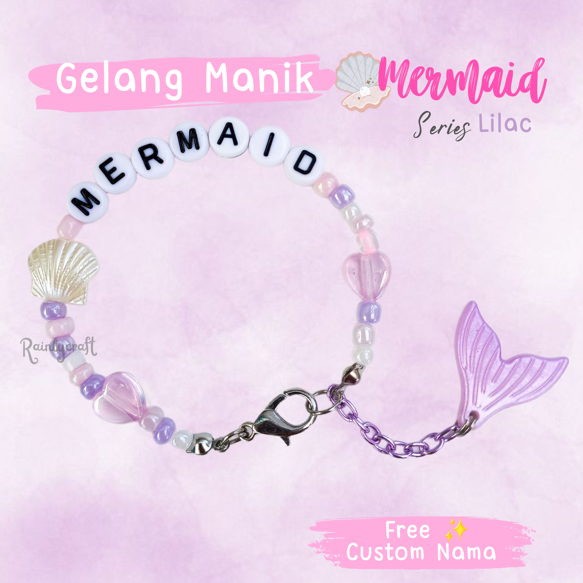 Gelang Manik Custom Nama Mermaid Series LILAC | Lazada Indonesia