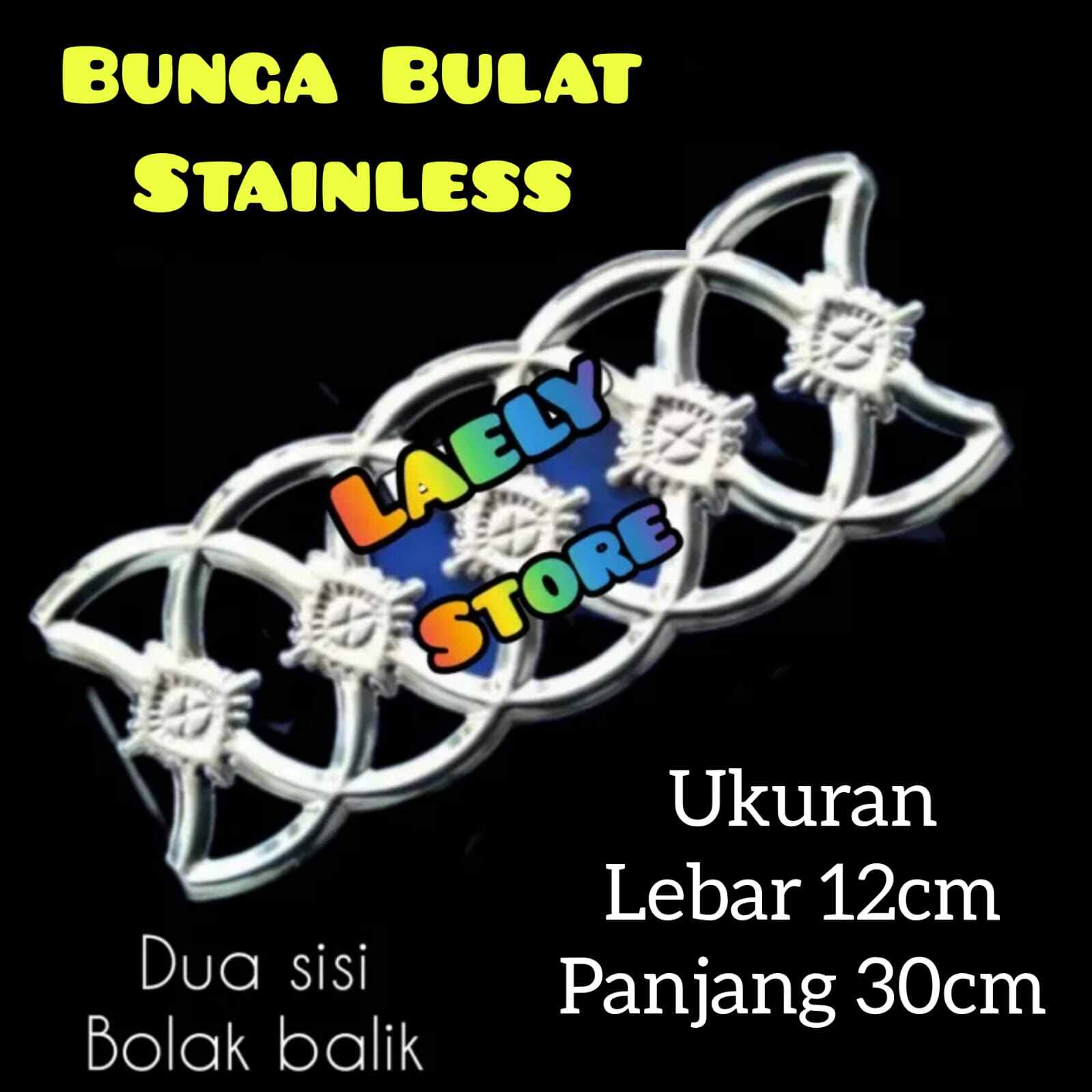 ornamen motif bunga bulat stainless ukuran 12x30cm hiasan pagar ...