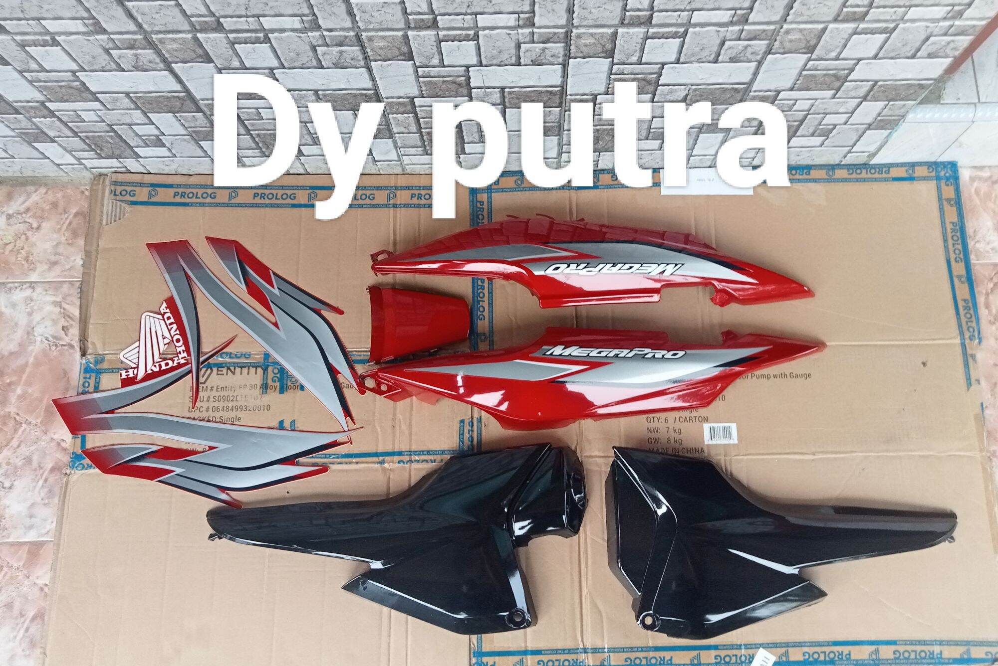 Cover body bodi megapro new megapro primus warna merah set box aki ...