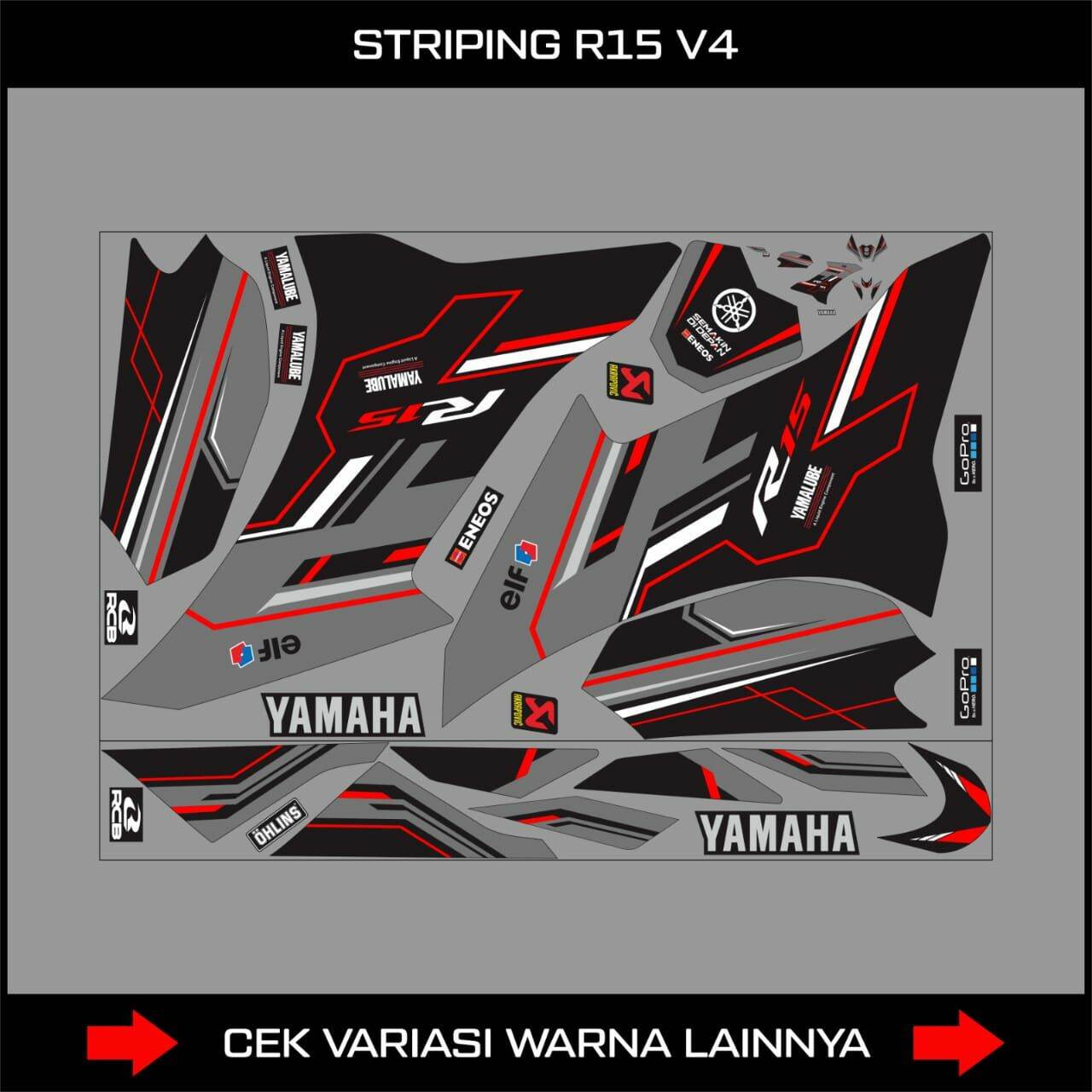 DECAL STIKER R15V4 SEMI FULL / STICKER STRIPING YAMAHA YZF R15 V4 ...