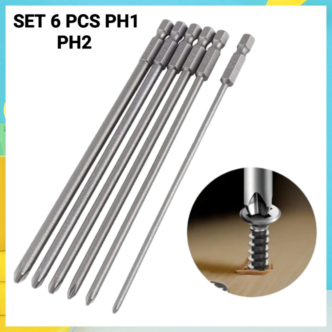 obeng plus magnet panjang 15 cm pH 1 pH 2 set 6 pcs | Lazada Indonesia
