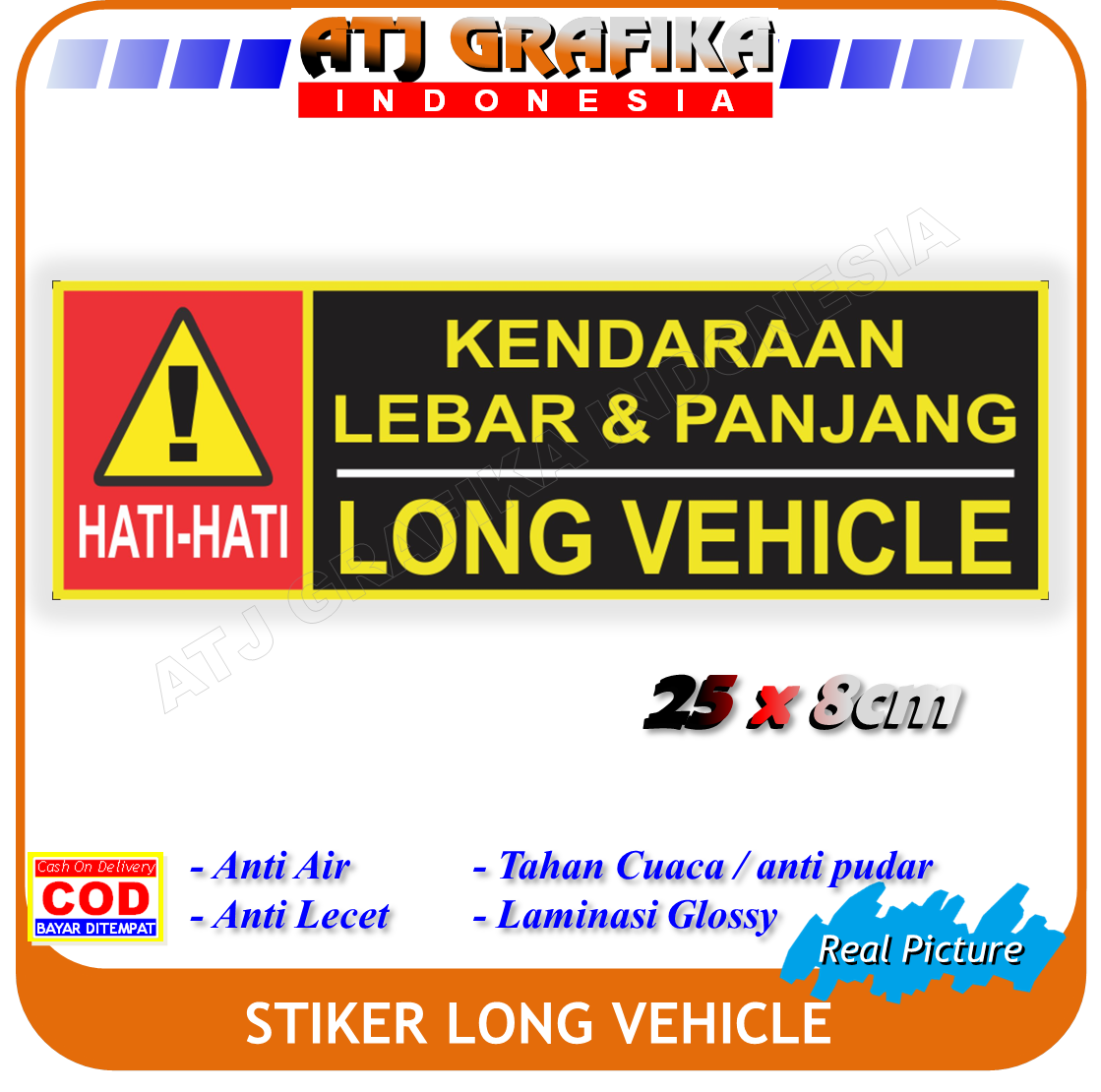 Stiker awas kendaraan besar dan panjang sticker long vehicle safety ...