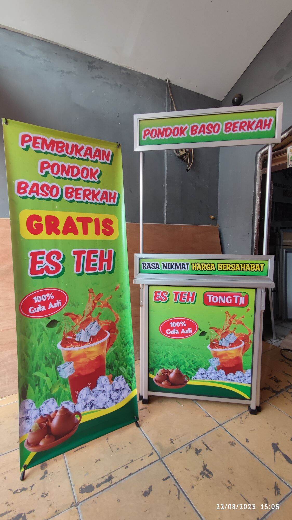 Booth Es Teh (Design Bebas+Bonus Stand Banner) | Lazada Indonesia