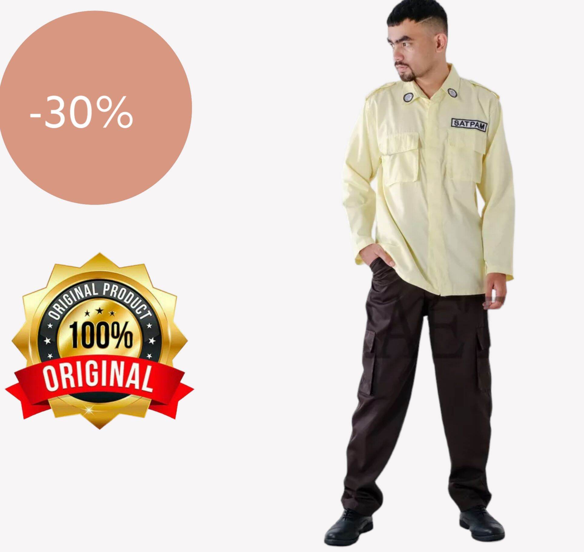 seragam satpam pdl terbaru 2023 warna cream seragam satpam cream pdl ...