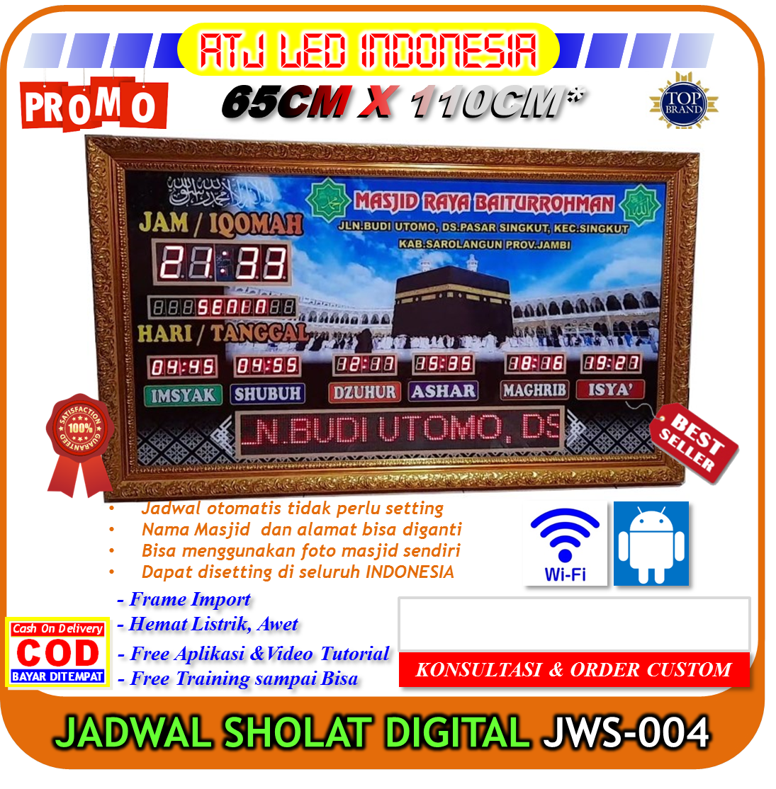 Original jam masjid musholla jadwal sholat digital jam adzan iqomah led ...