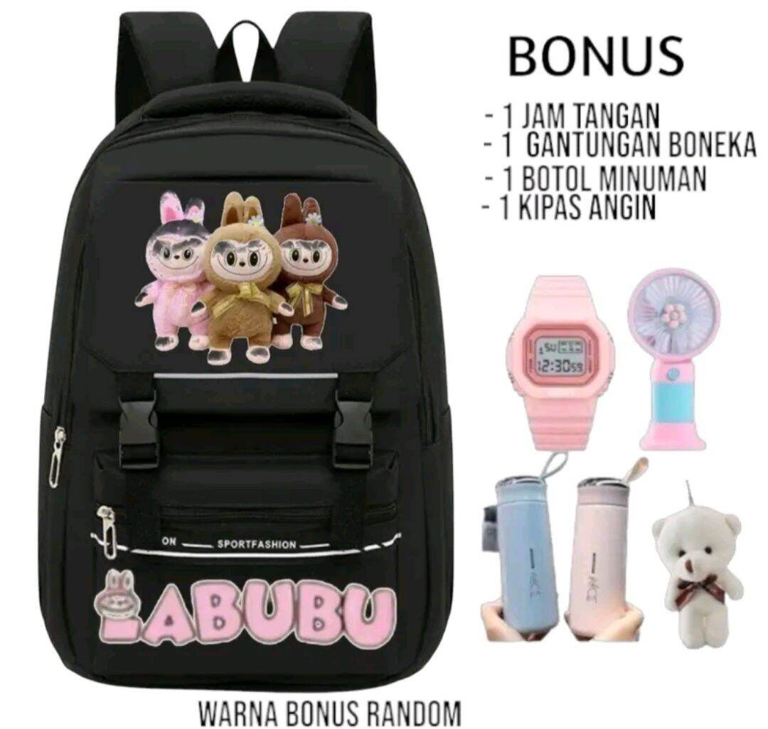 Tas Ransel Sekolah Labubu Wanita Banyak Bonus Buat SD SMP SMA Tas ...
