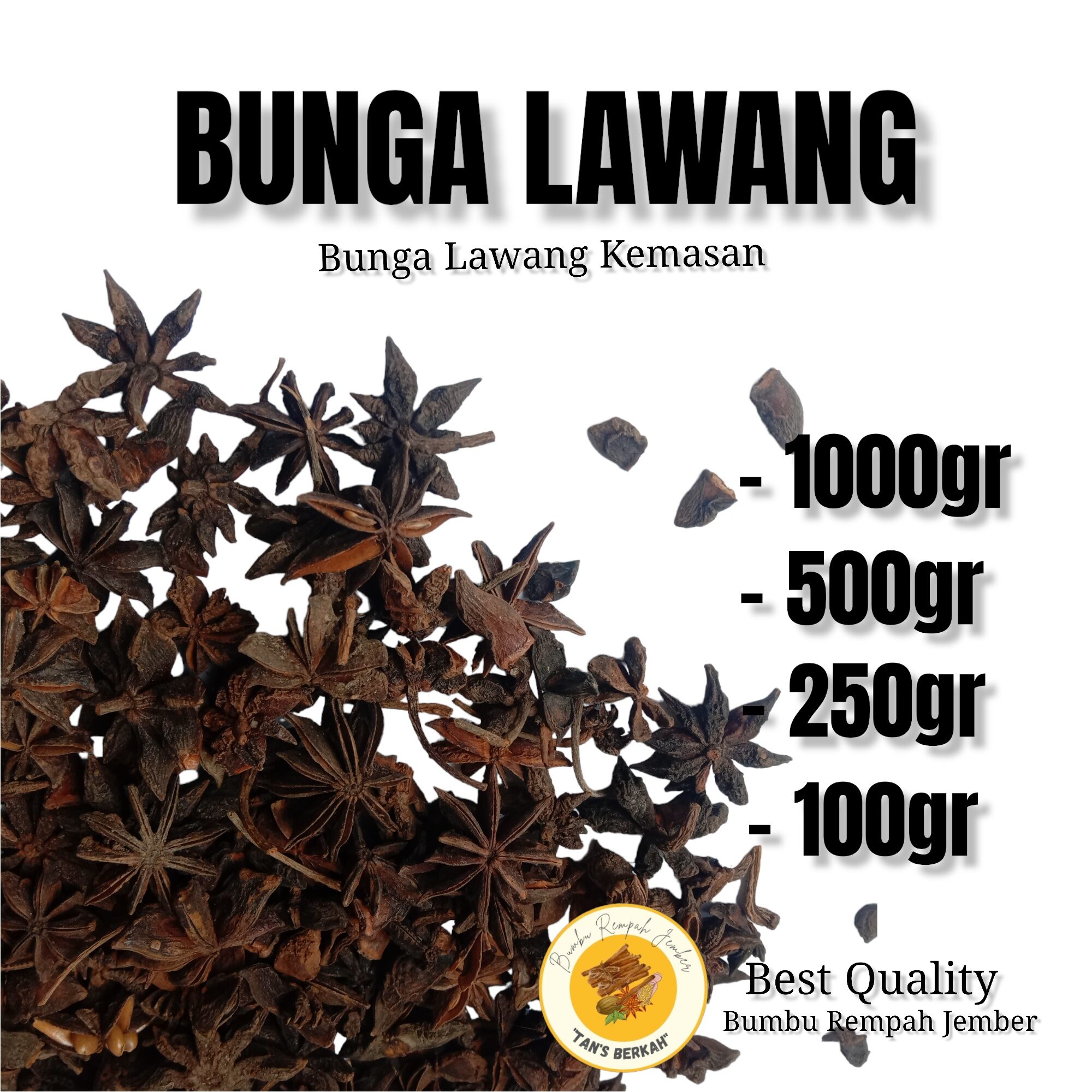 Pekak | Bunga Lawang | Star Anise Utuh kemasan 1 kg dan 500gr | Lazada ...