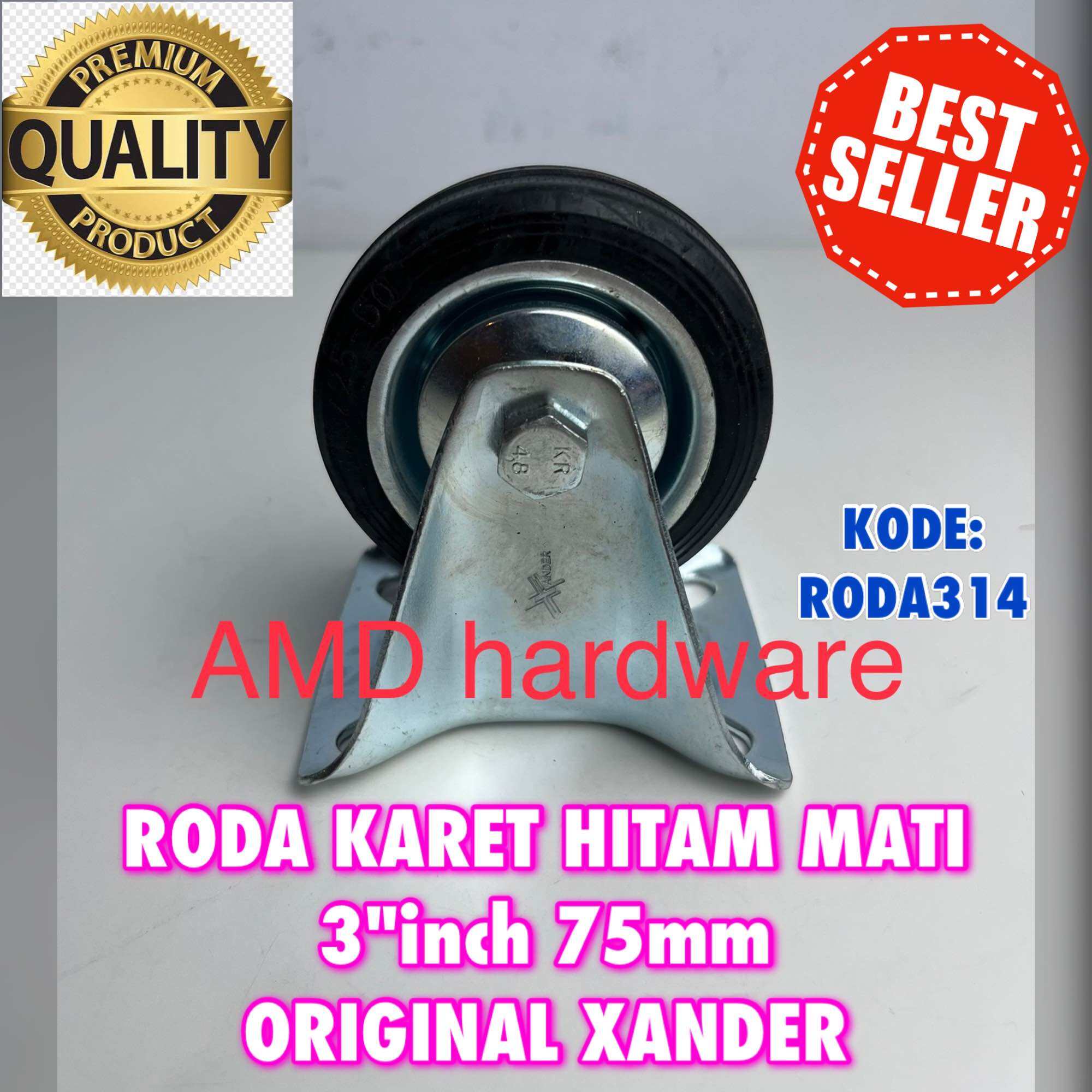 RODA KARET LORI MATI HITAM 4 inch 3 inci Wheel RIDGID Rubber ETALASE ...