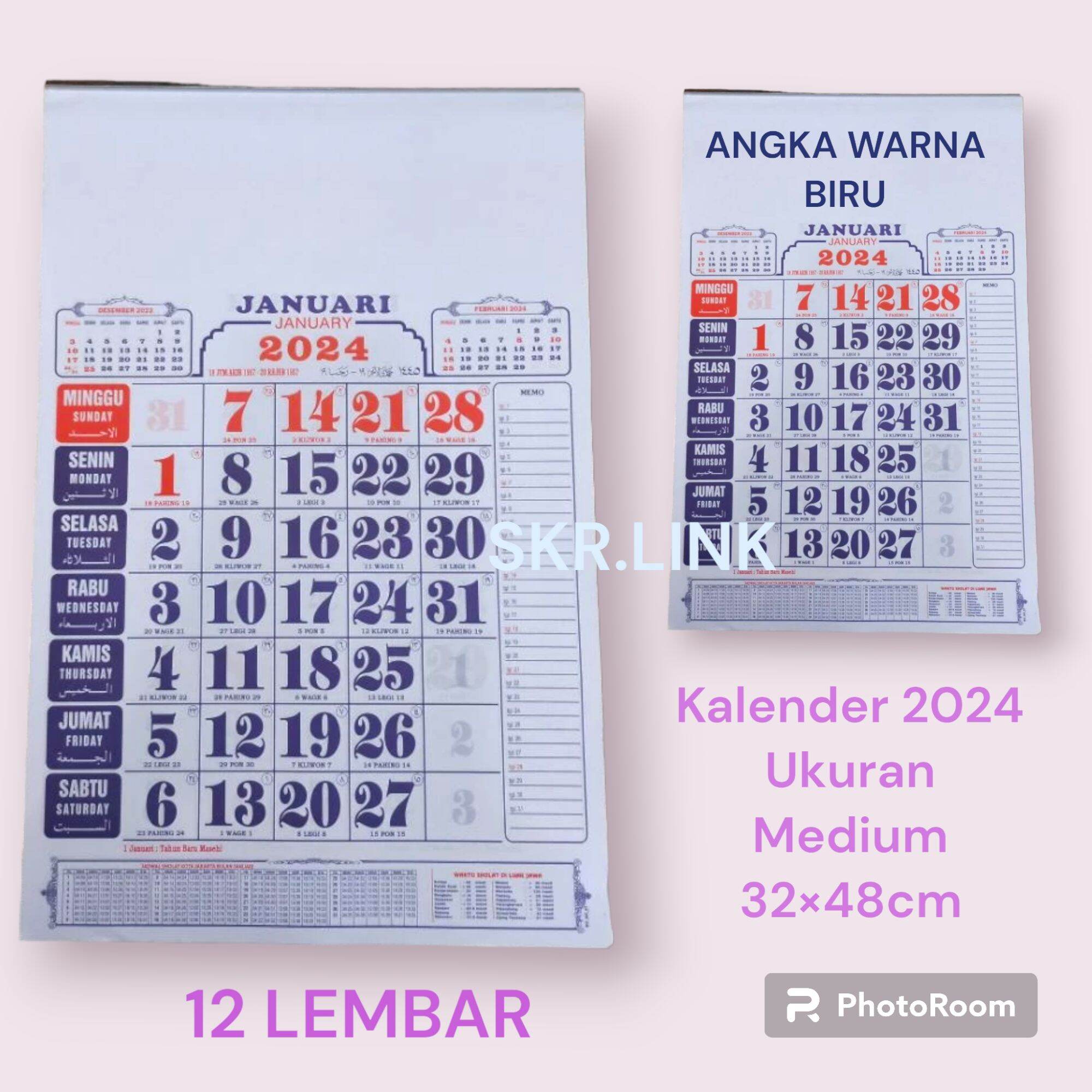 Kalender Dinding 2024 Kalender angka/ kalender kerja MEDIUM/kalender ...