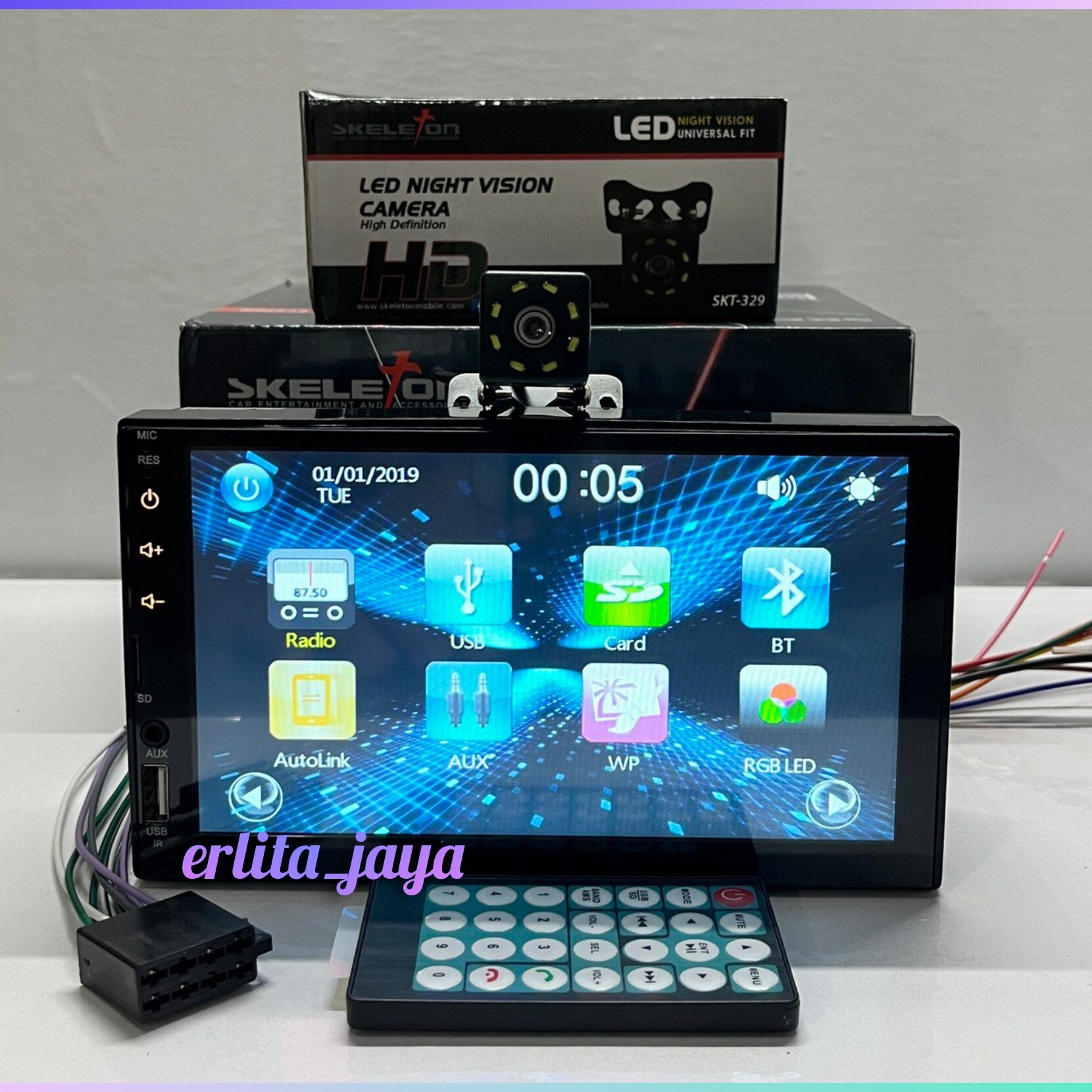 TAPE MOBIL DOUBLE DIN MP5 SKELETON HEAD UNIT SKT -8197 7 INCH BONUS ...