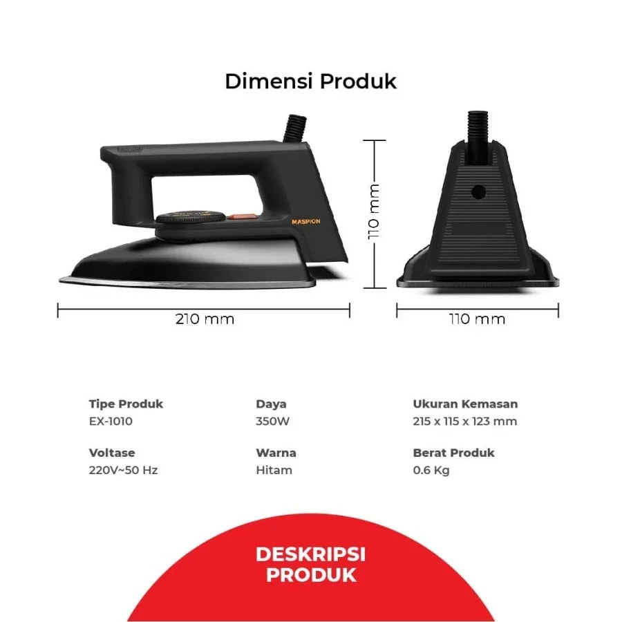 MASPION SETRIKA LISTRIK EX-1010 BB/SETRIKA LISTRIK | Lazada Indonesia