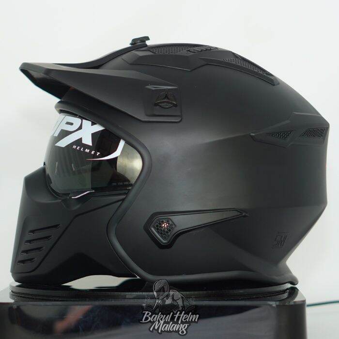 HELM JPX MX 726 R SOLID HITAM DOP | Lazada Indonesia