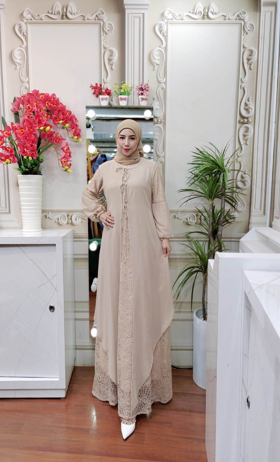 GAMIS ARSYILLA BROKAT SERIES MODEL ROMPI TERPISAH DENGAN DESIGN TANGAN ...