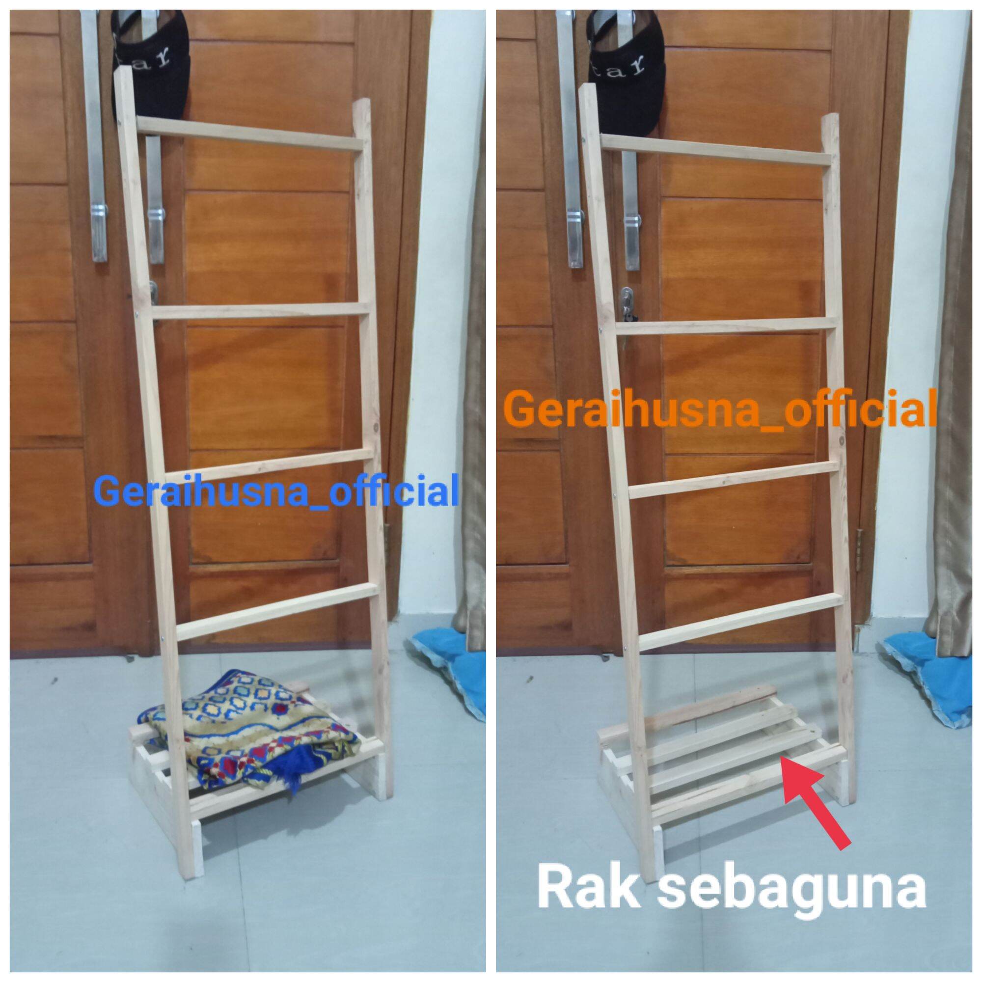 rak tangga kayu ladder hanger hijab jilbab mukena sajadah Al-Qur'an ...