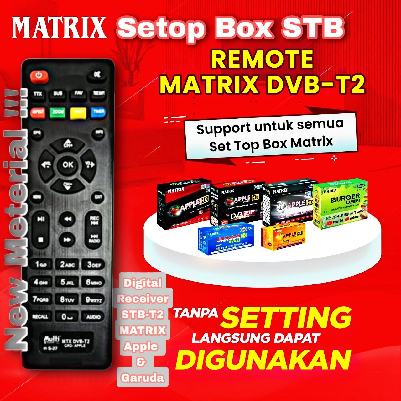 Remote STB Setopbox DVB-T2 S27 Matrix Apple Matrix Garuda Remot TANPA ...