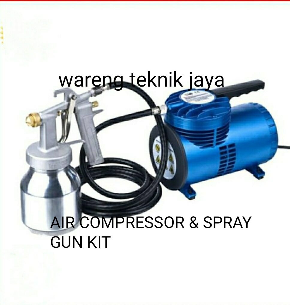 (WTJ)ALAT PENGECATAN KOMPLIT KOMPRESOR DAN SPRAY GUN COMPRESSOR MINI ...