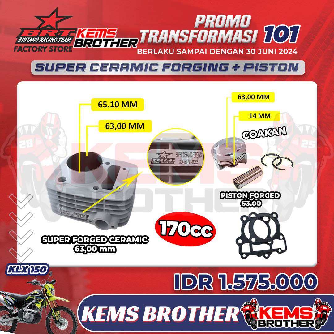 BLOK BRT SUPER CERAMIC FORGING + PISTON KLX150 BOREUP 170cc 63mm ... BLOK BRT SUPER CERAMIC FORGING + PISTON KLX150 BOREUP 170cc 63mm ...