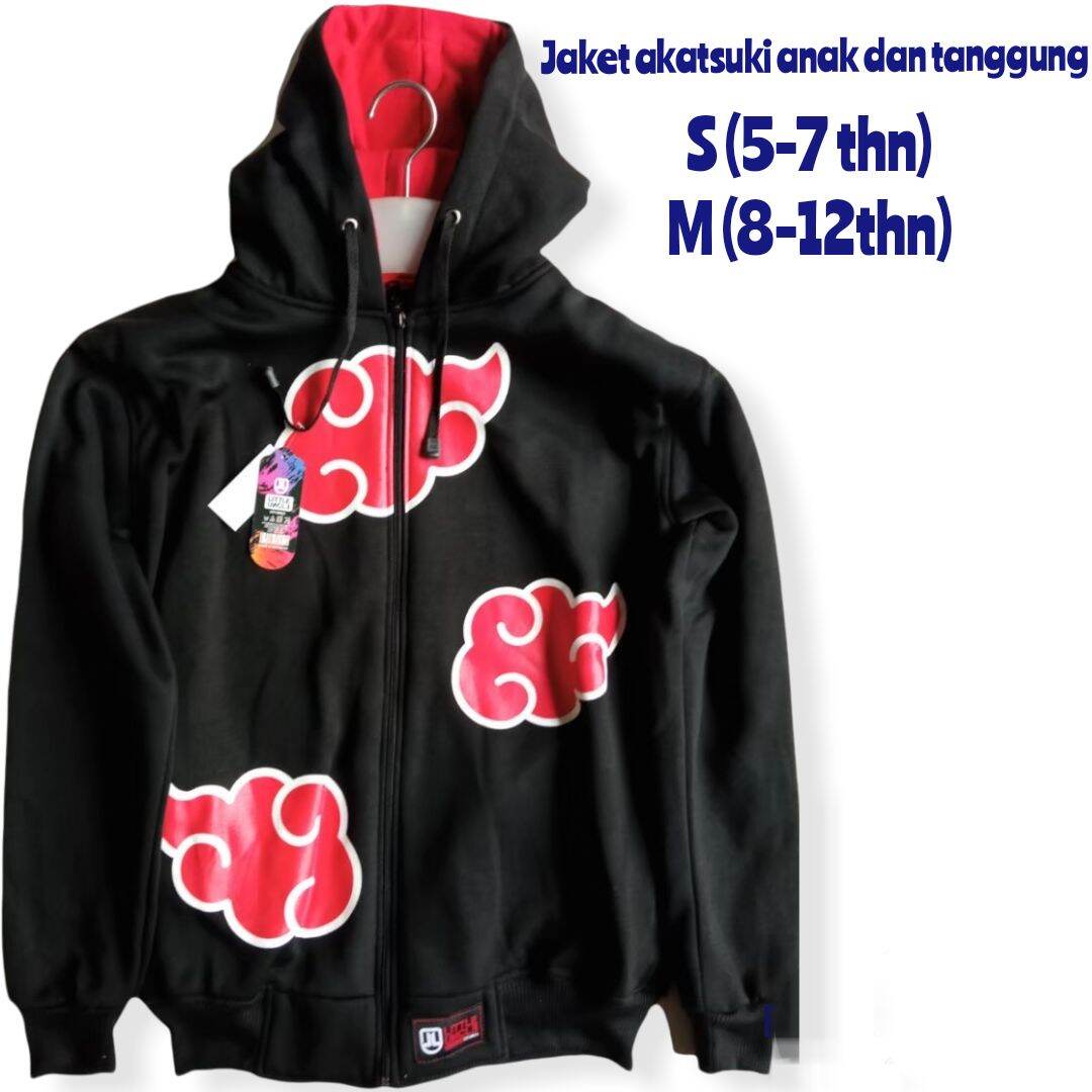 JAKET HOODIE ZIPER ANAK AKATSUKI/JAKET ANIME NARUTO/JAKET ANAK DAN ...