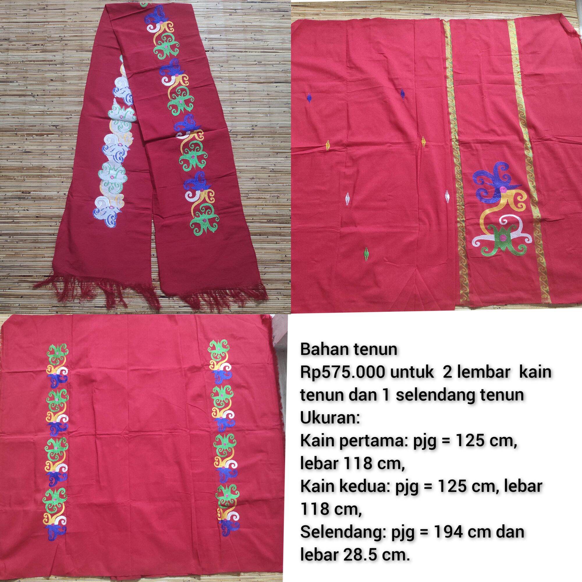 kain tenun bordir motif dayak kalimantan (2 kain tenun, 1 selendang ...