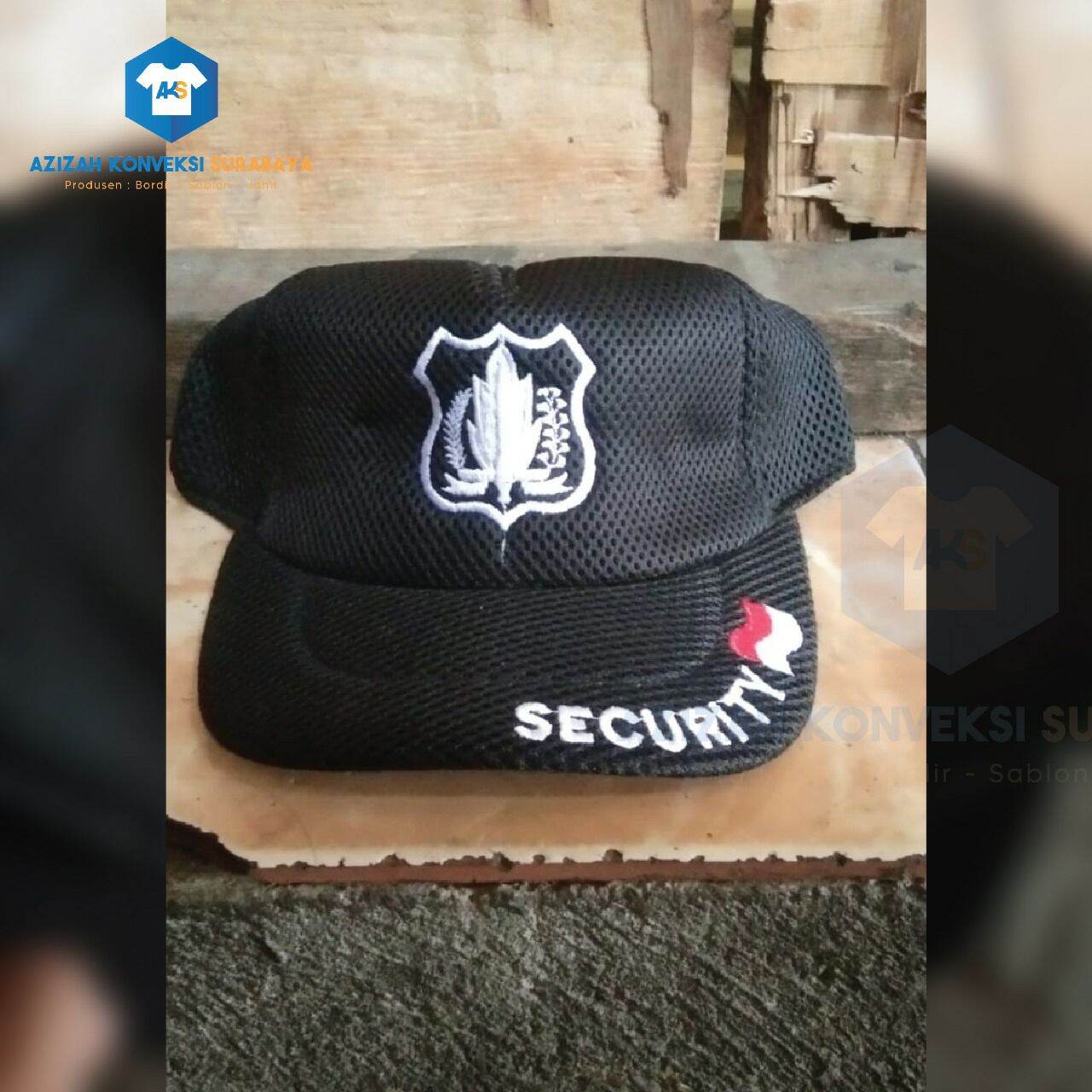 Topi Security Hitam Bordir + Bendera | Lazada Indonesia