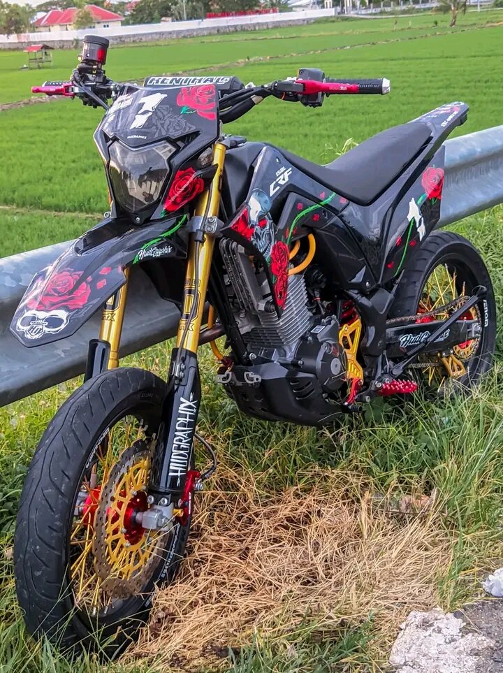 DECAL CRF 150L FULL BODY HITAM KOMBINASI SUPER GLOSSY | Lazada Indonesia