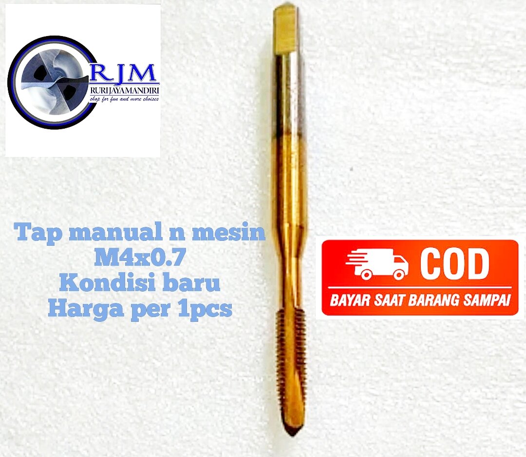 IS072 tap handtap tap mesin m4x0.7 HSS coating kuning baru model PO ...